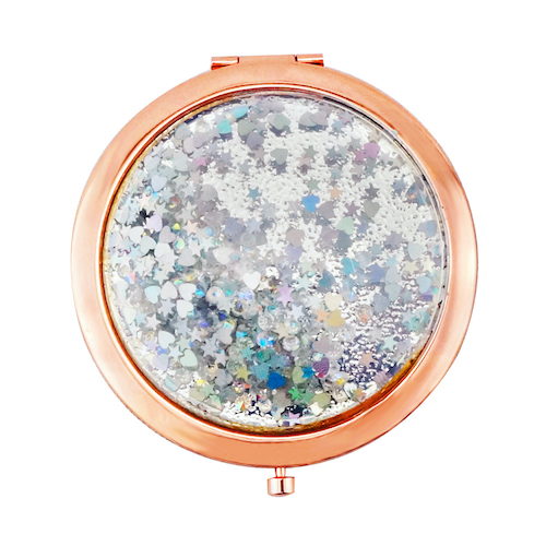 China Supplier of Silver Sparkles Round Compact Mirror