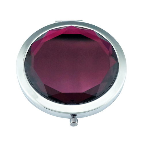 China Supplier of Purple Crystal Glass Compact Mirror Silver in Bulk