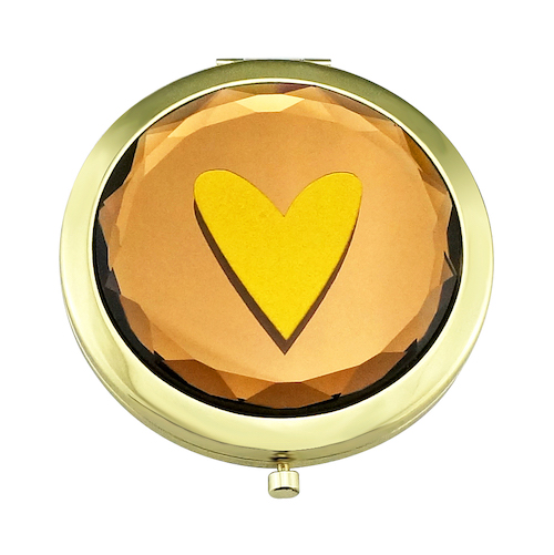 China Supplier of Gold Paint Heart Compact Mirror