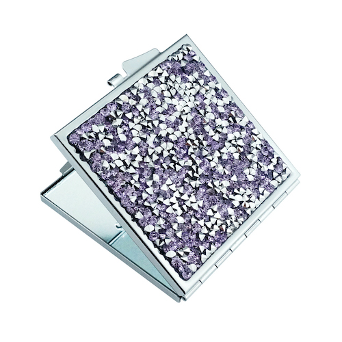 China Supplier of Purple Crystal Square Compact Mirror