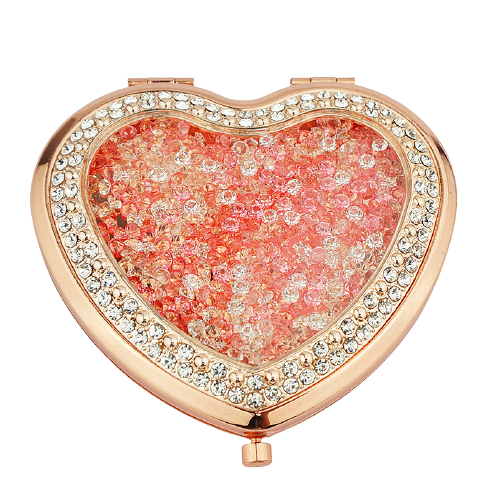 China Supplier of Crystal Shaker Heart Compact Mirror